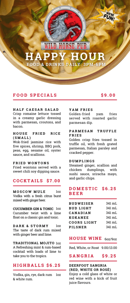 Wild Horse Pub Happy Hour | Deerfoot Inn & Casino